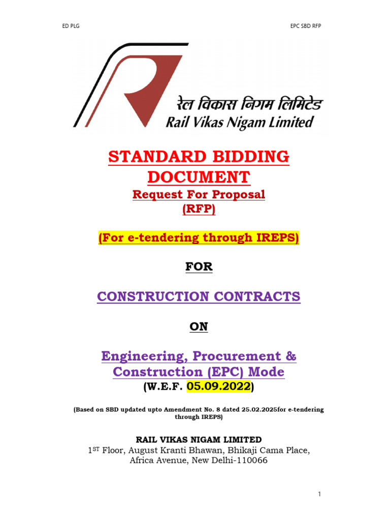 EPC Construction RFP for Rail Projects | PDF | Joint Venture | Consortium