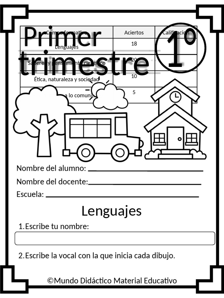 Examen Primer Trimestre Primer Grado Pdf