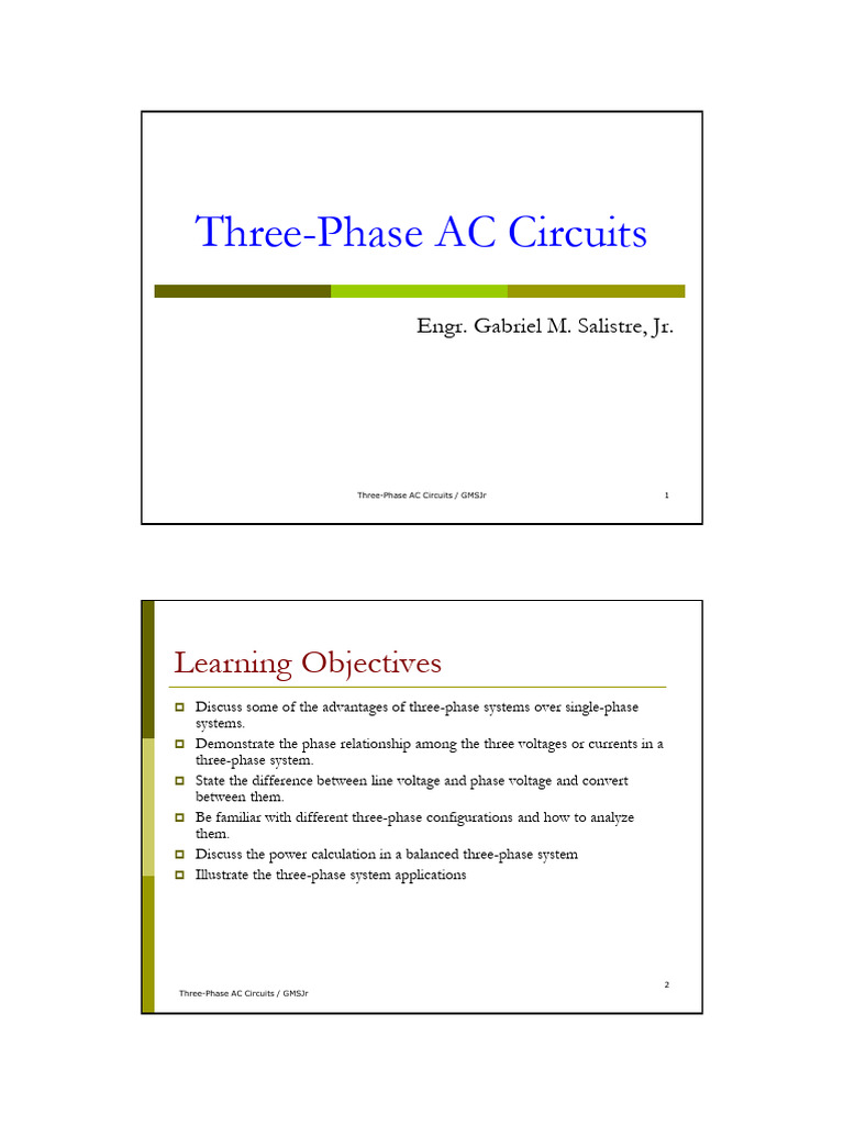Module 6 Three Phase Circuits EE 315 Edited (1) | PDF | Alternating Current | Ac Power