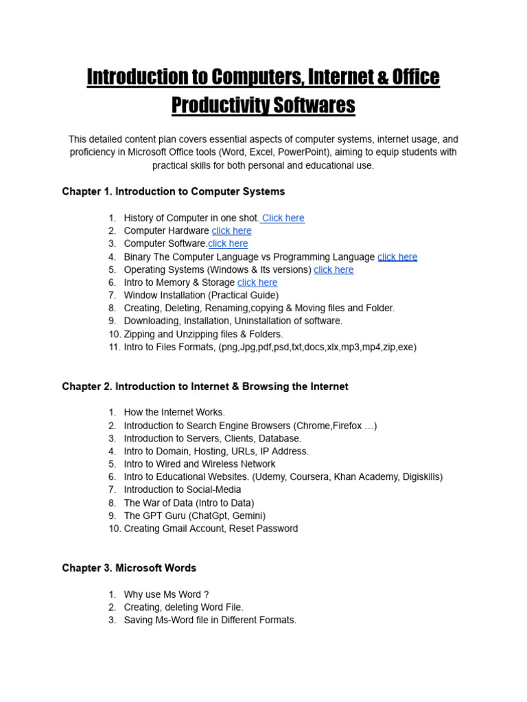 Introduction To Computers & Office Productivity Softwares | PDF | Microsoft Excel | Microsoft ...