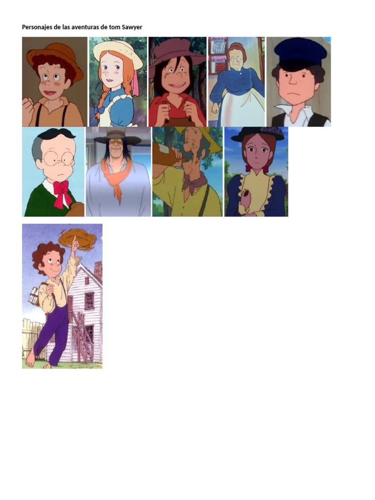 Personajes de Las Aventuras de Tom Sawyer | PDF | Las aventuras de Tom ...