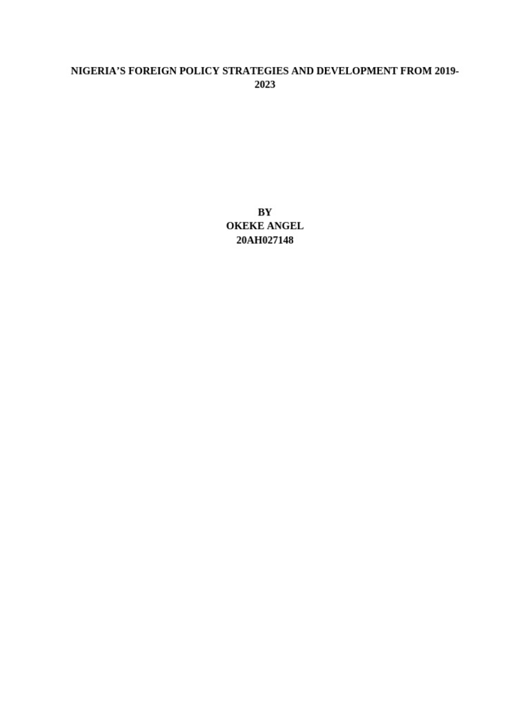 20AH027148 Okeke Ebube Angel-Glory | PDF | Policy | Foreign Policy