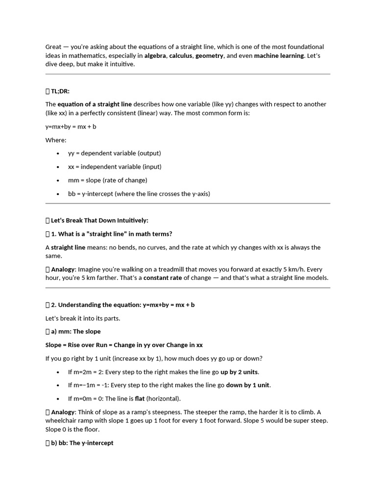 Understanding Straight Line Equations | PDF | Line (Geometry) | Slope