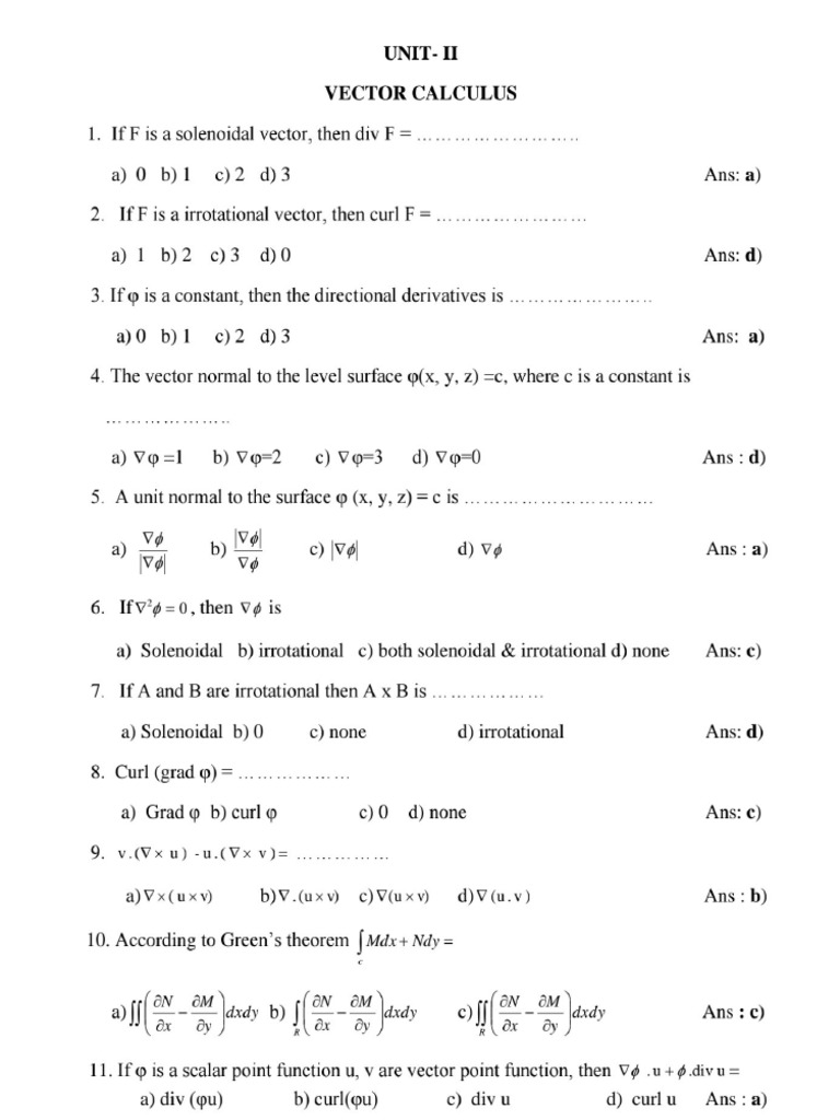 Unit 2 Vector MCQ | PDF