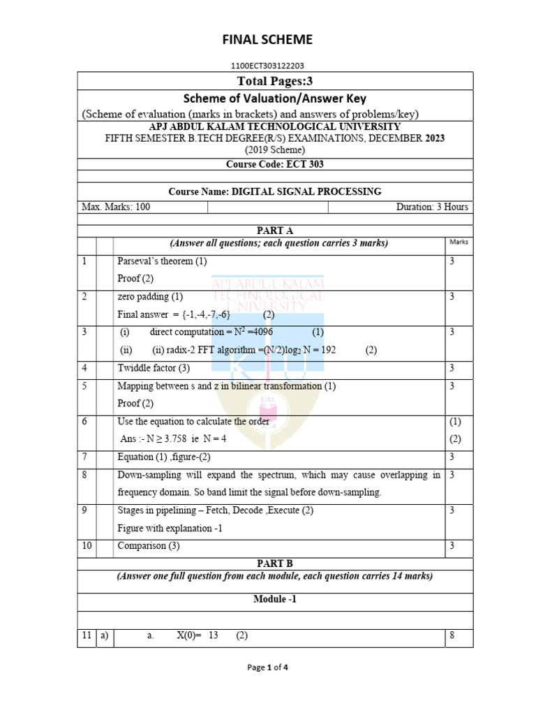 ECT303-SCHEME (9) - May - 2023 | PDF | Digital Signal Processing | Algorithms