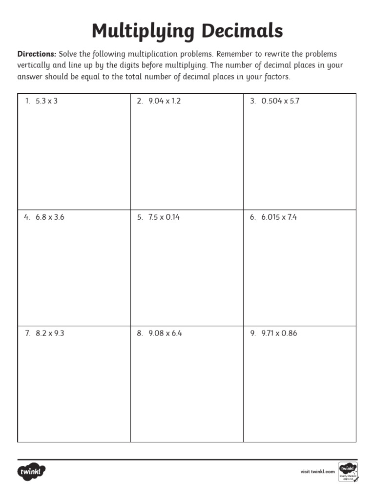 Decimal Multiplication Practice | PDF