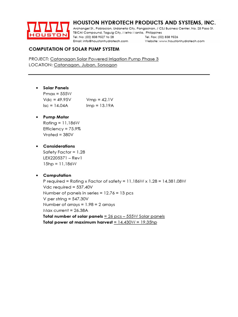 Computation solar pump system | PDF