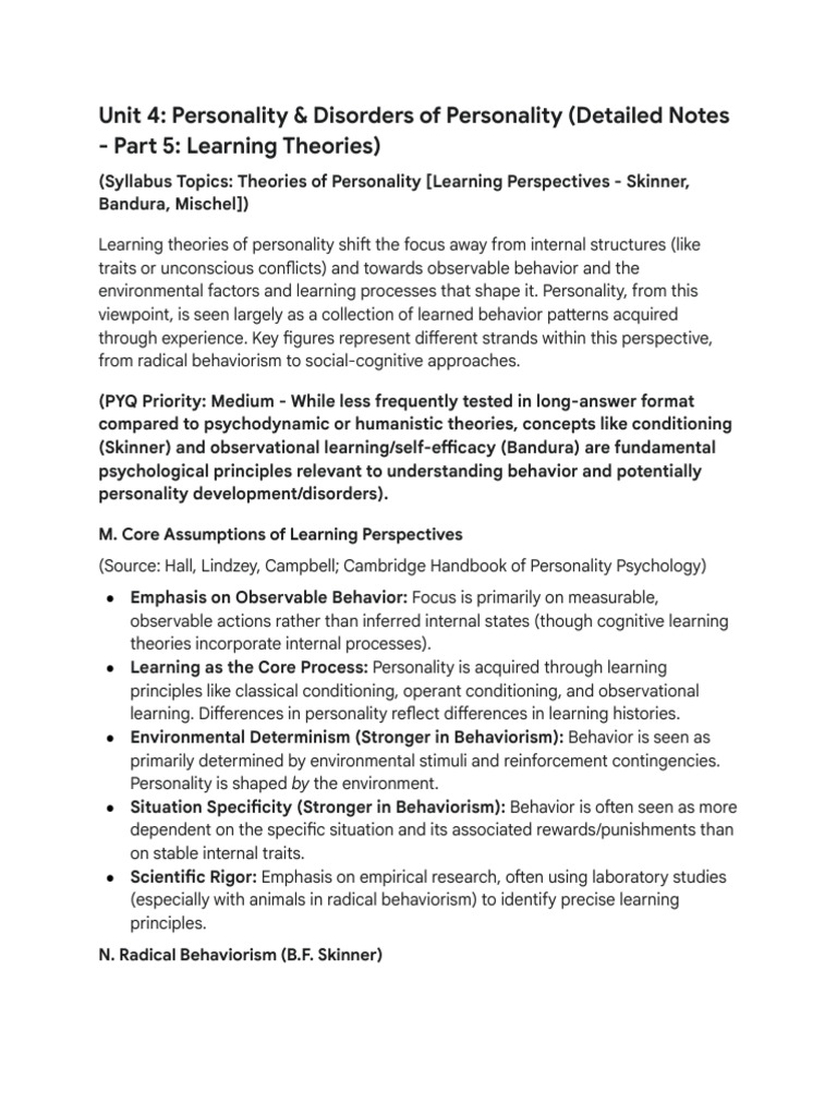 Highly Detailed Psychology Notes - Unit 4 - Personality (Part 5 ...