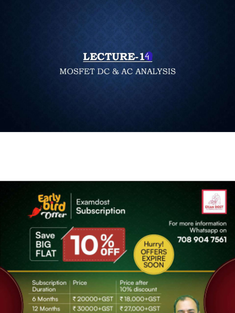 Lecture-12 MOSFET DC and AC Analysis | PDF