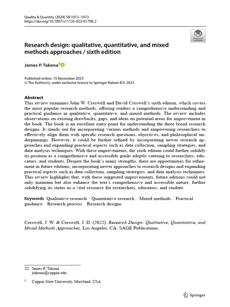 Creswell's Research Design 6th Edition Review | PDF | Methodology ...