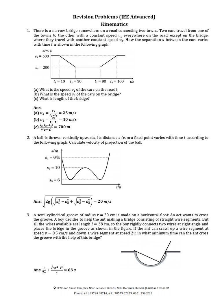 Revision Problems (Kinematics & Newtons's Laws of Motion) | PDF | Sphere | Force
