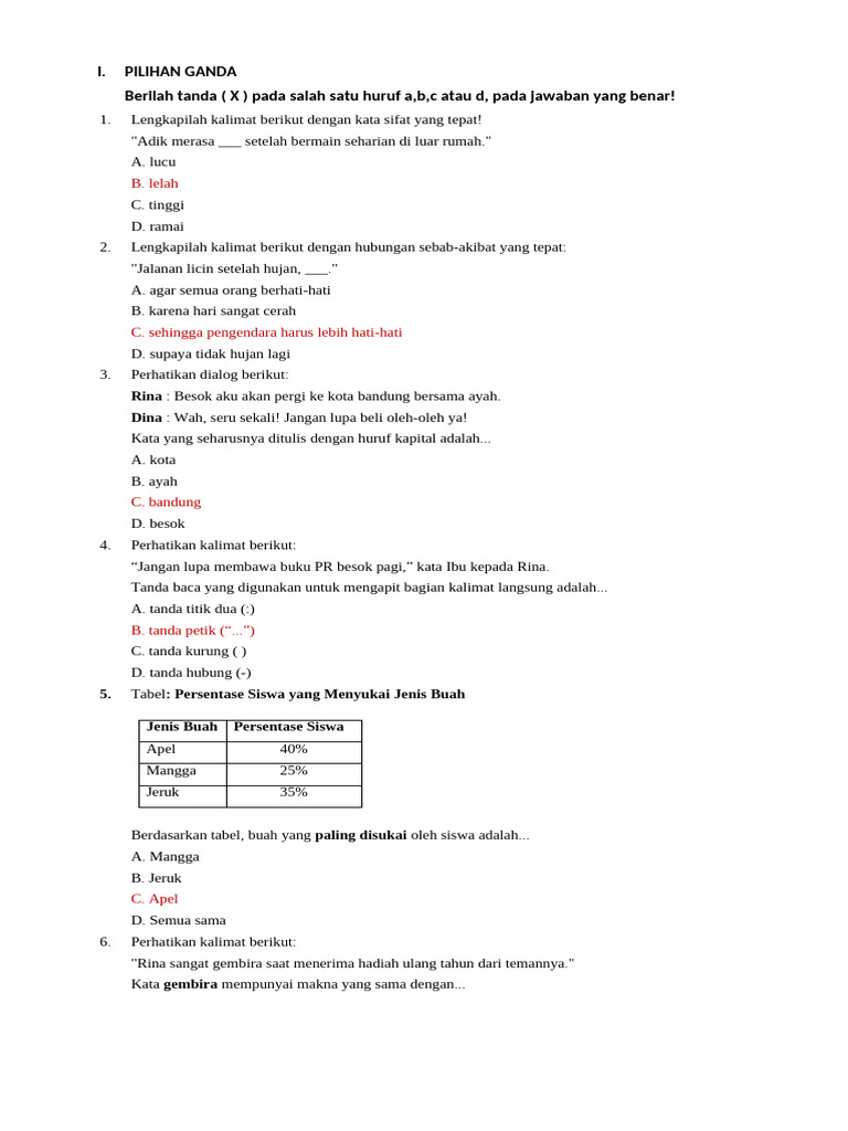 Draft Soal Psaj BHS Indonesia | PDF