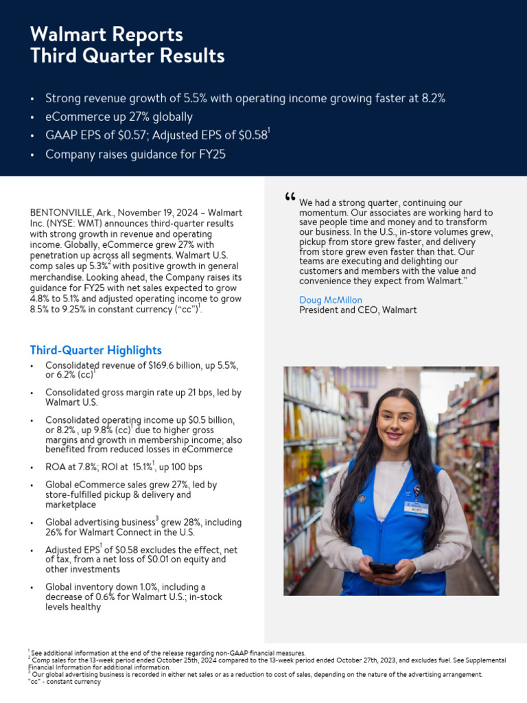 Walmart Q3 2024 Financial Results | PDF | Free Cash Flow | Equity (Finance)