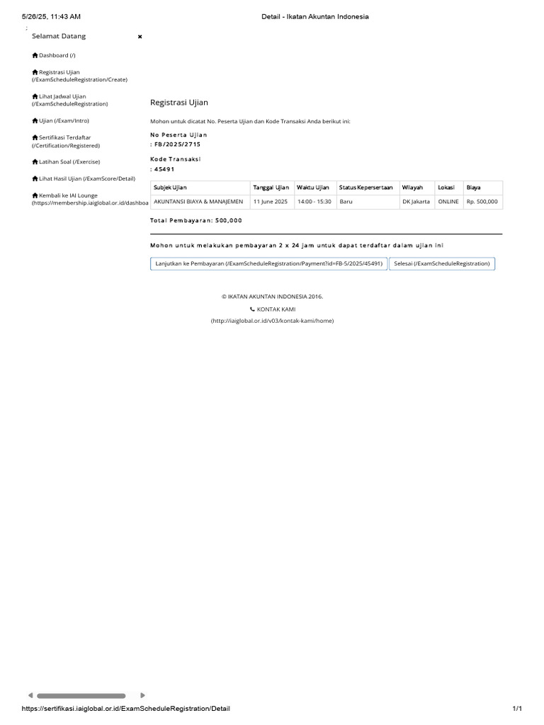 Biaya Ujian Sertifikasi CAFB IAI | PDF