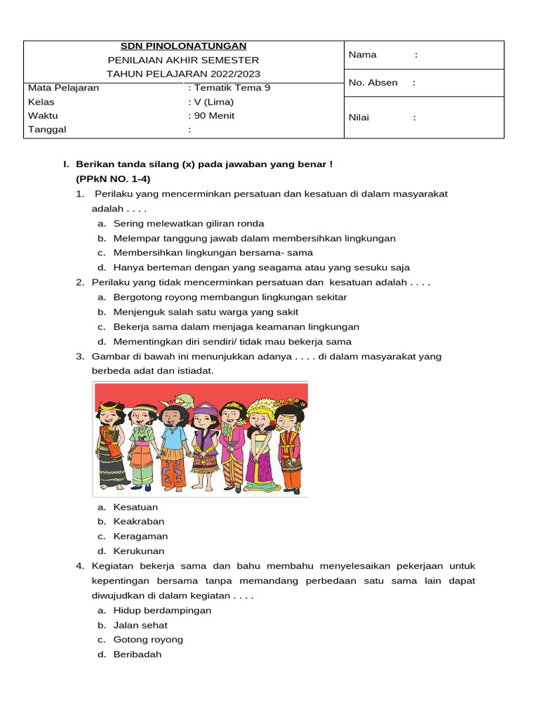 Soal Pas Tema 9 Kelas 5 | PDF