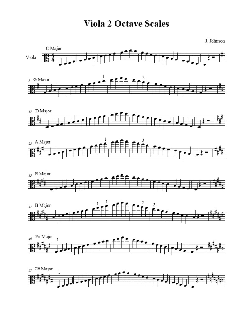 2 Octave Scales Viola With Fingerings | PDF | Musical Instruments ...