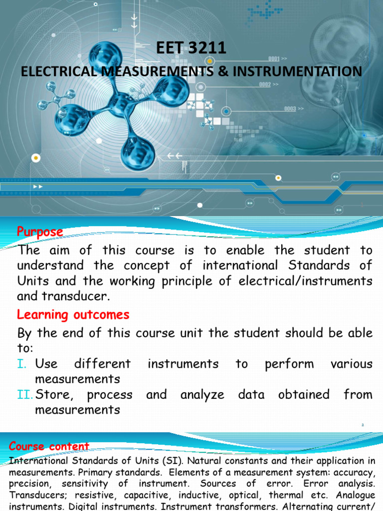 Eet 3211 Electrical Measurements & Instrumentation Lecture1 | PDF | International System Of ...