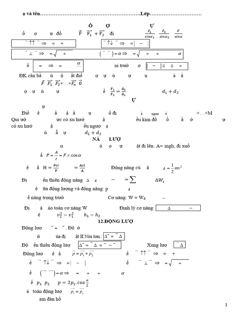 1 Cong Thuc Vat Ly 10 Hkii | PDF