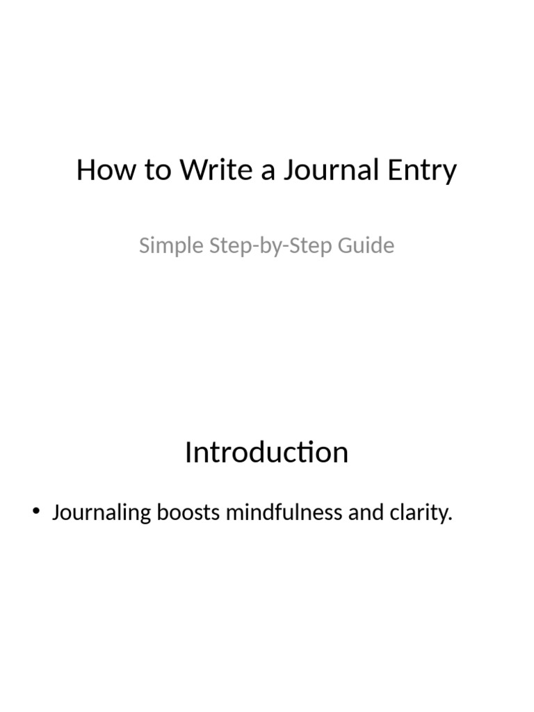 How To Write A Journal Entry | PDF