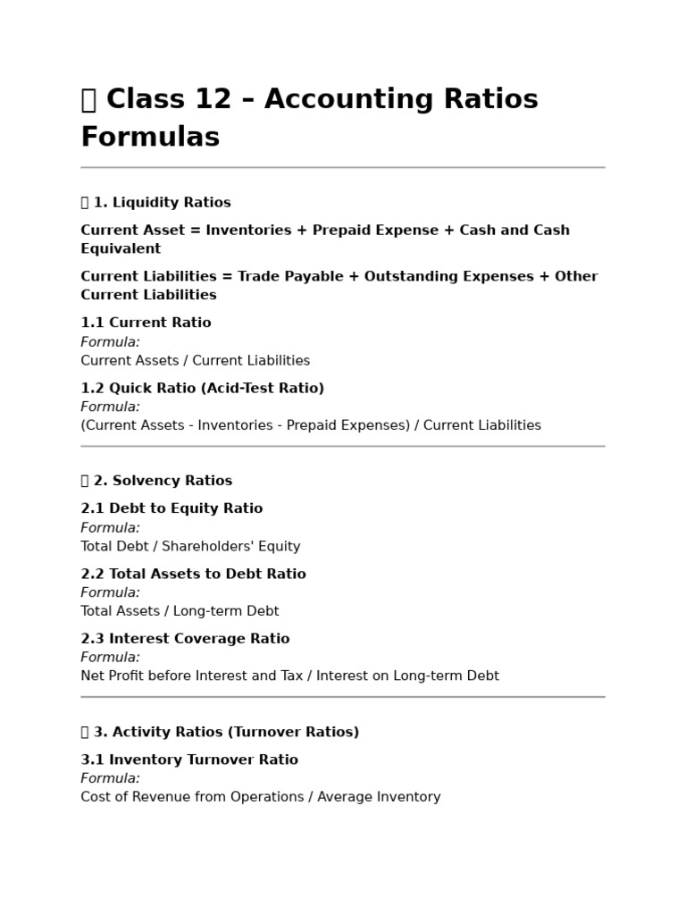 ? Class 12 Accounting Ratio | PDF