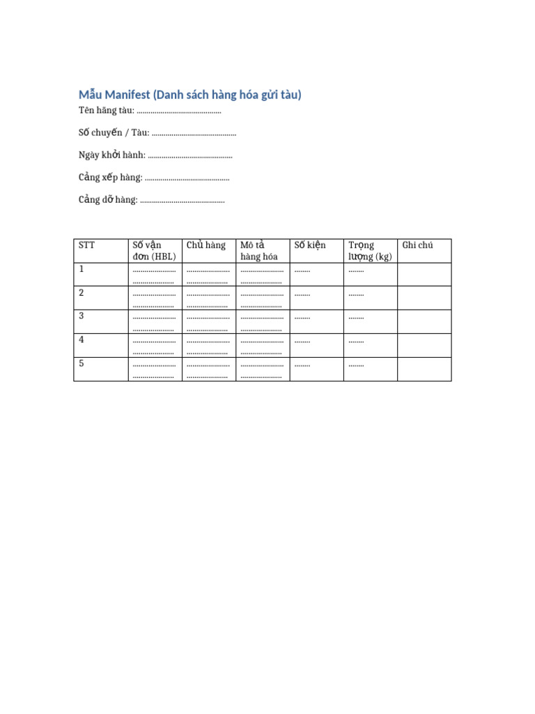 Mau Manifest Va HBL | PDF