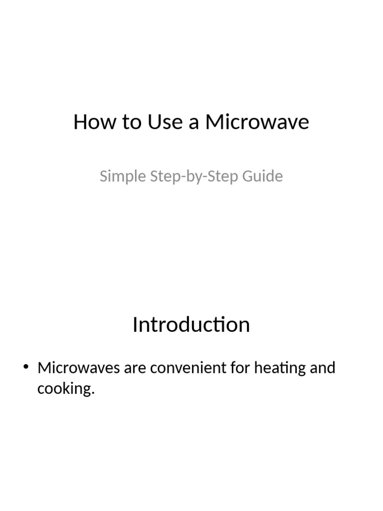 How To Use A Microwave | PDF