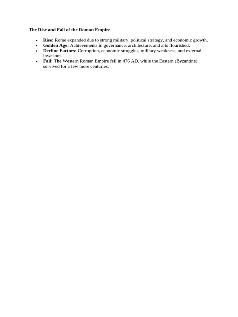 The Rise and Fall of The Roman Empire | PDF