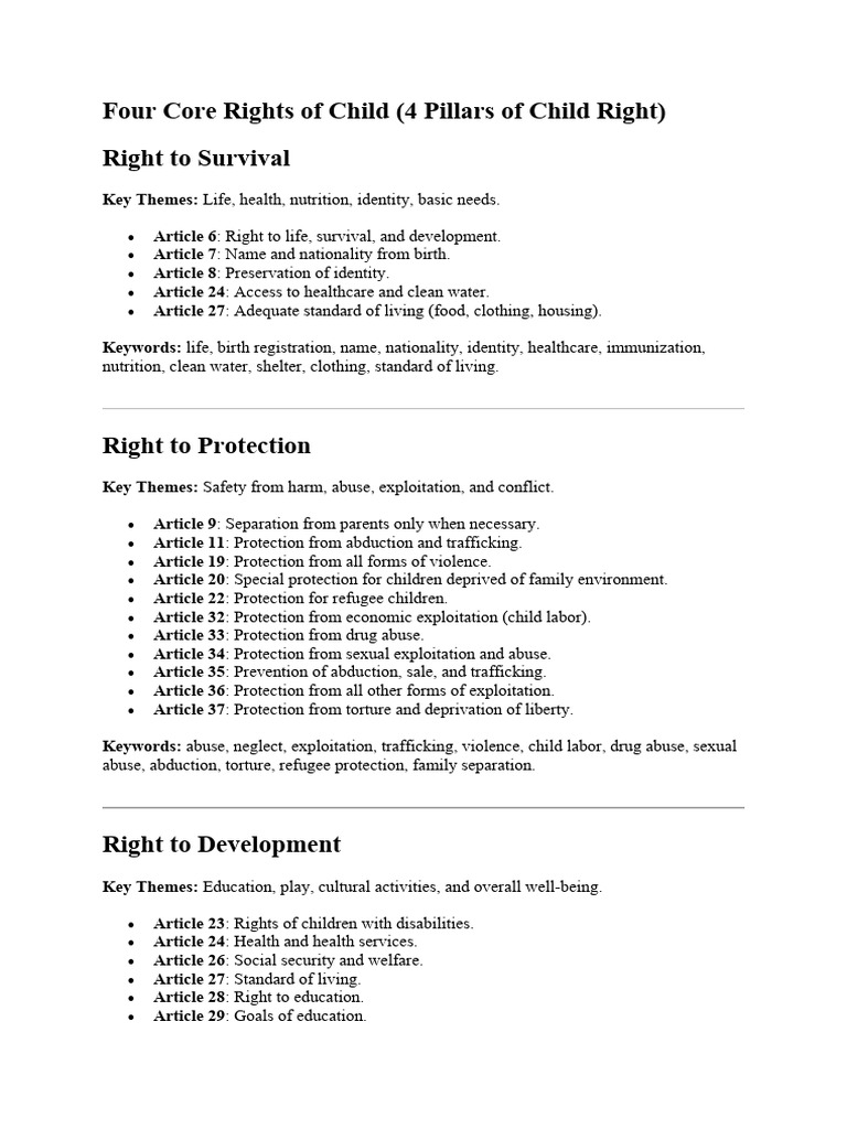 Four Core Rights of Children Explained | PDF | Children's Rights ...