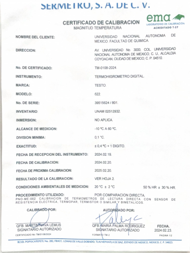 Certificado de Calibracion | PDF