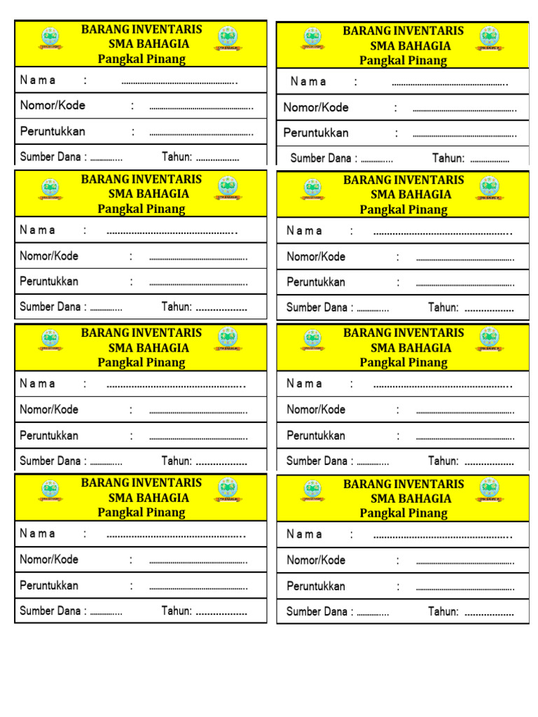 Stiker-Inventaris-Barang-SMA BAHAGIA | PDF