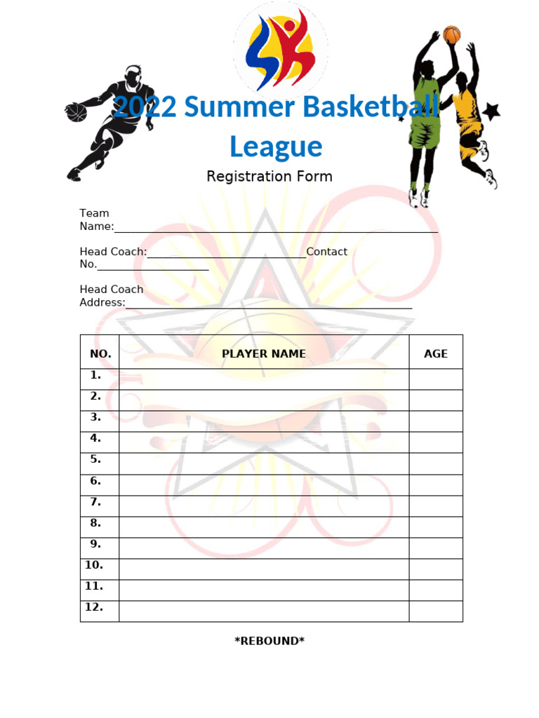 Reg-Form-2022 Summer Basketball League | PDF