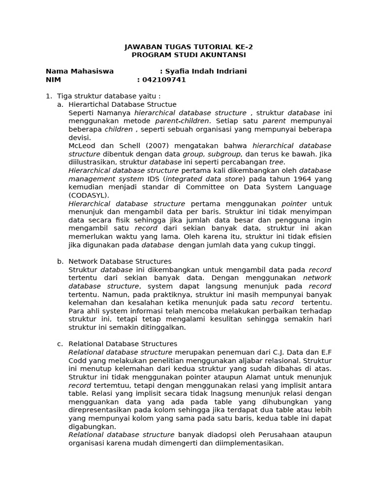 JAWABAN TUGAS TUTORIAL 2-Sistem Informasi Akuntansi | PDF