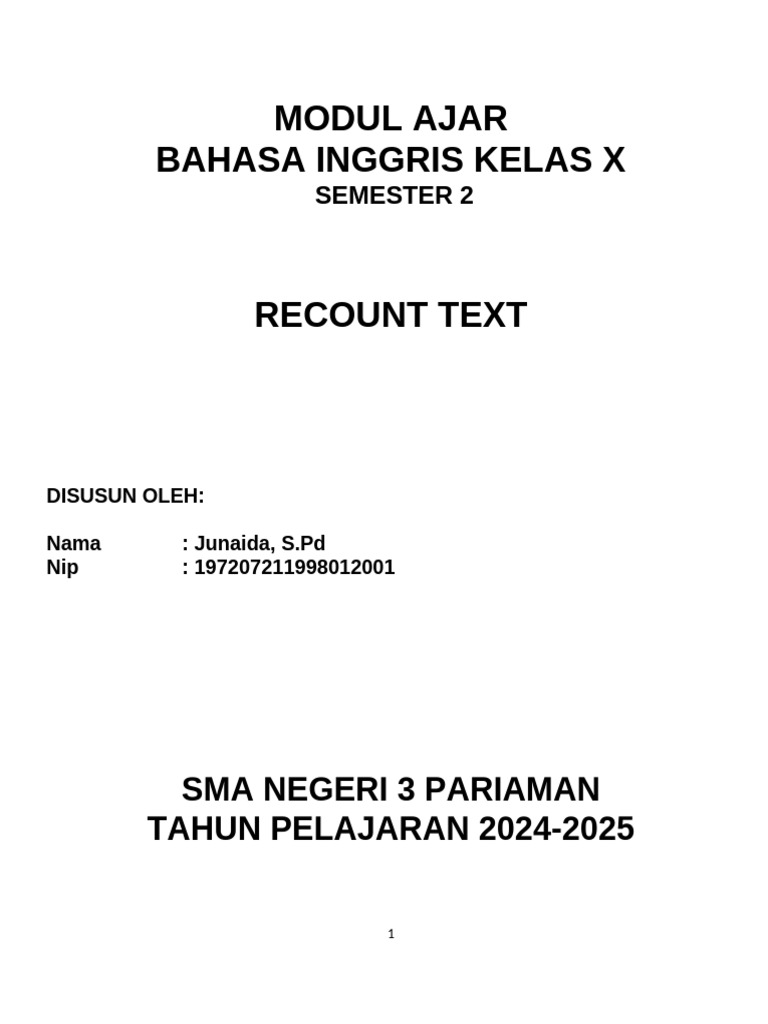 Modul Ajar 2, Recount Text | PDF