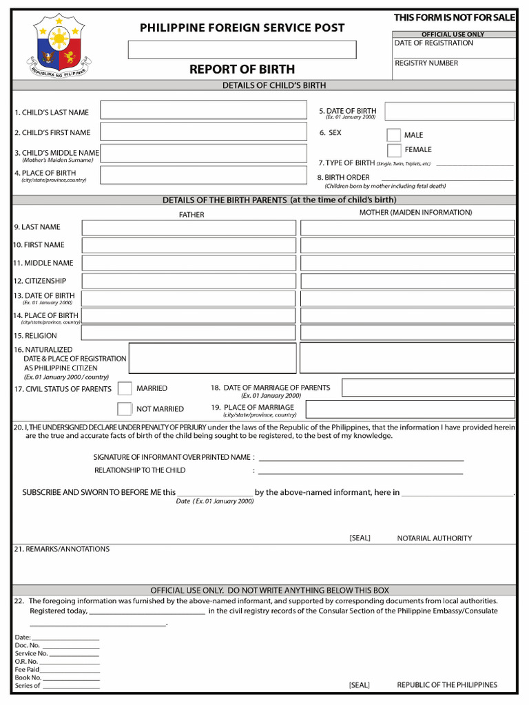 Report of Birth Form R1 | PDF