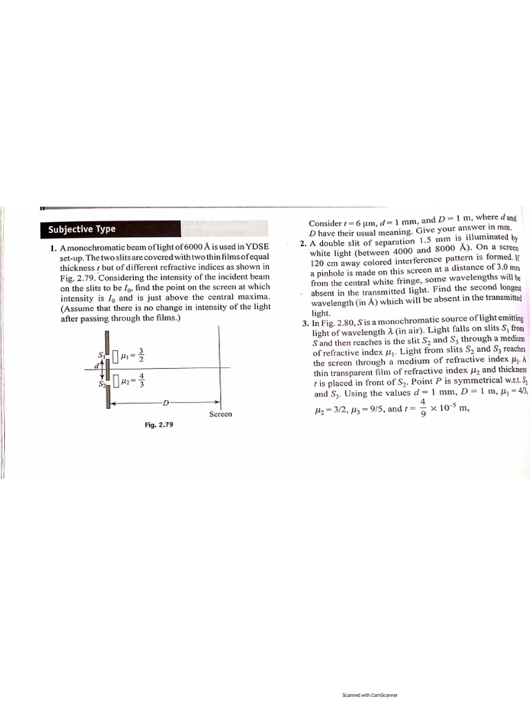 Wave OPTICS Cengage | PDF