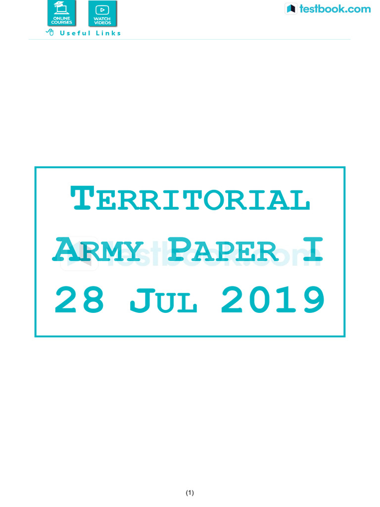 Territorial Army Paper I 28 Jul 2019 7b6ae914 | PDF | Area | Vowel