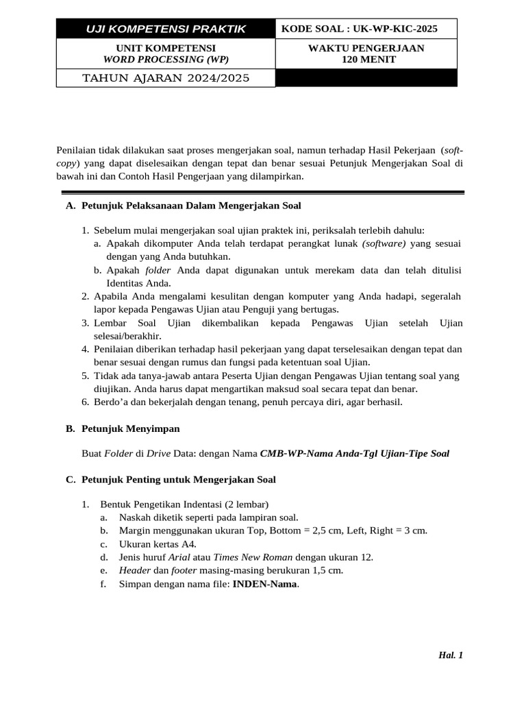 Soal Word Uji Kompetensi | PDF