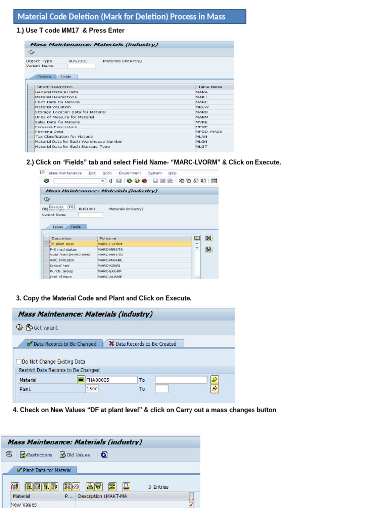 Material Deletion Process - Mass | PDF