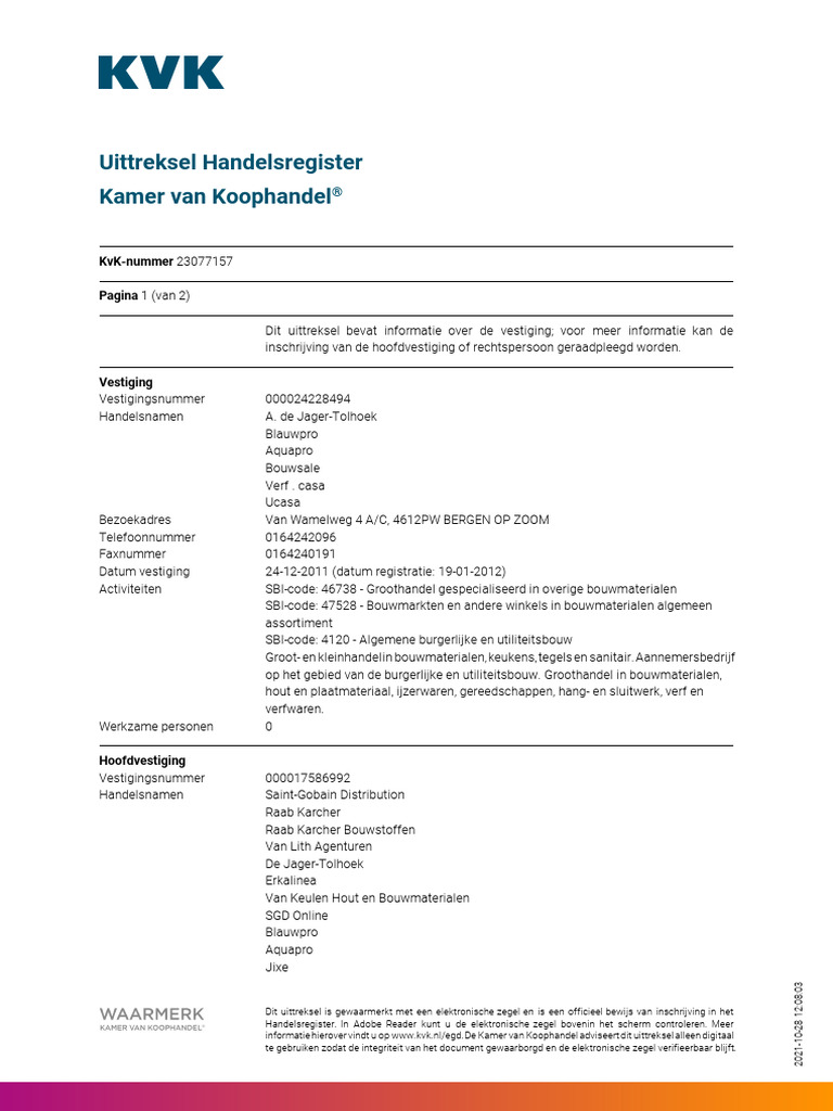 De Jager-Tolhoek - Uittreksel - Handelsregister - 23077157 Bergen Op ...