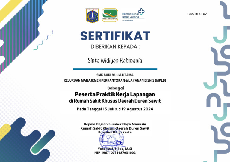 Format Sertifikat PKL Sekolah Menengah Kejuruan | PDF