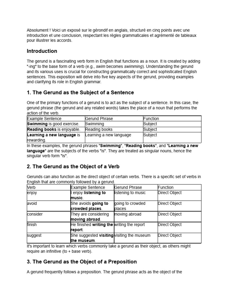Exposé D'anglais Gérondif | PDF | Verb | Object (Grammar)