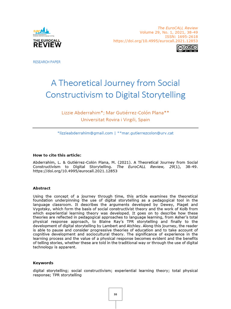 A theoretical journey from social constructivism to digital storytelling | PDF | Constructivism ...