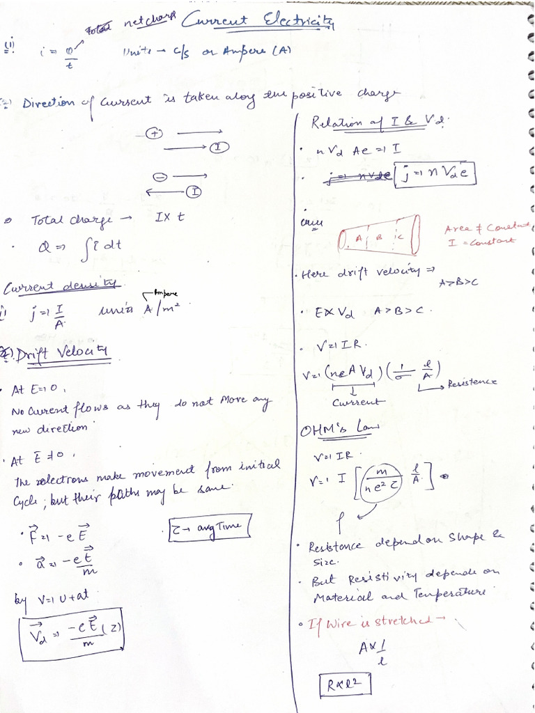 Current Electricity (Short Notes) | PDF