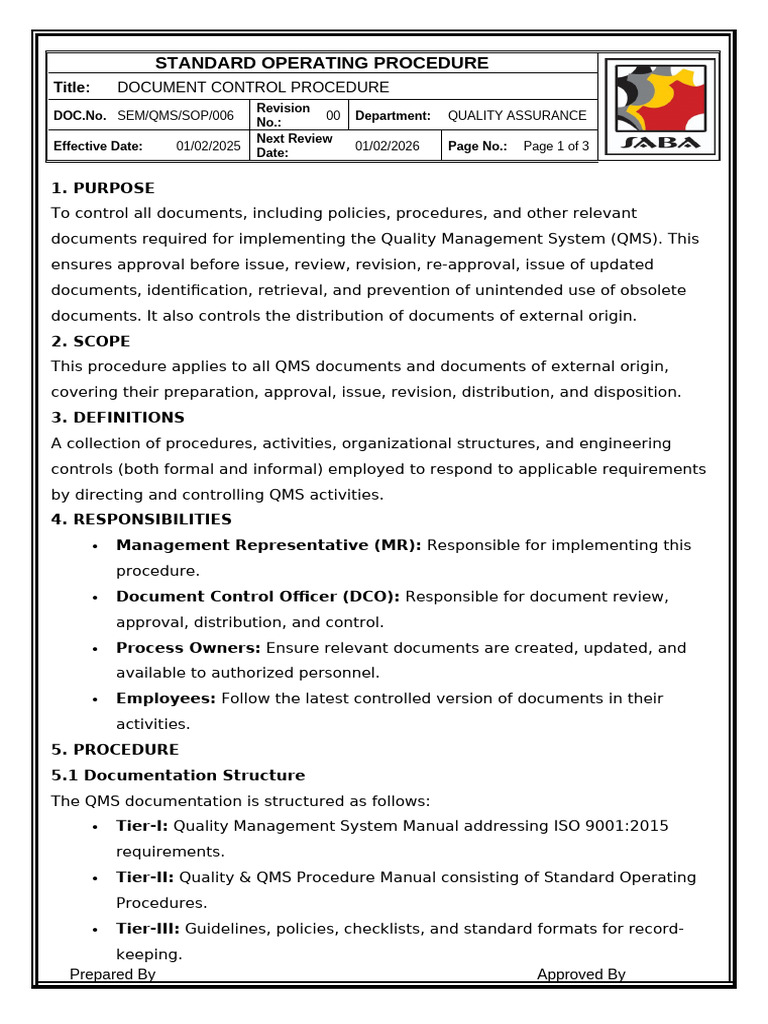 06 Sop Document Control Procedure | PDF | Quality Management System | Regulatory Compliance