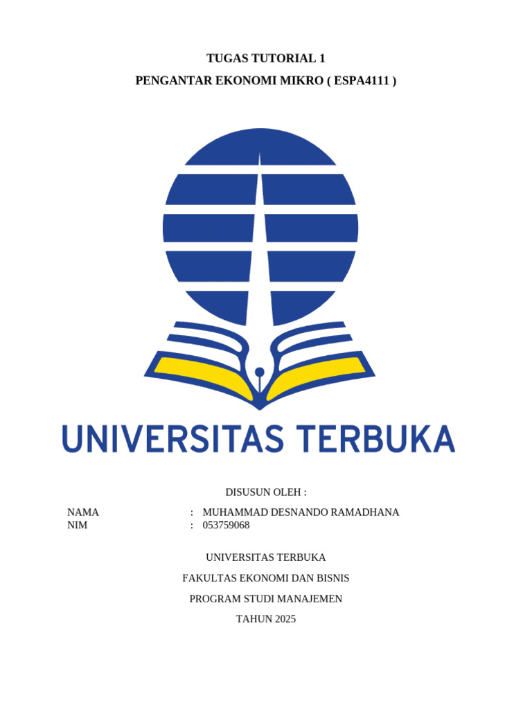 Tugas 1 Pengantar Ekonomi Mikro | PDF