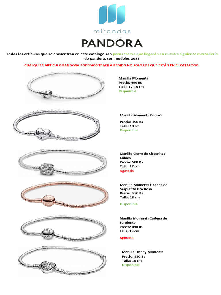 Catálogo Pandora 2025 para Reserva | PDF