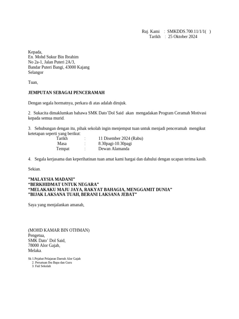 Surat Jemputan Ceramah | PDF