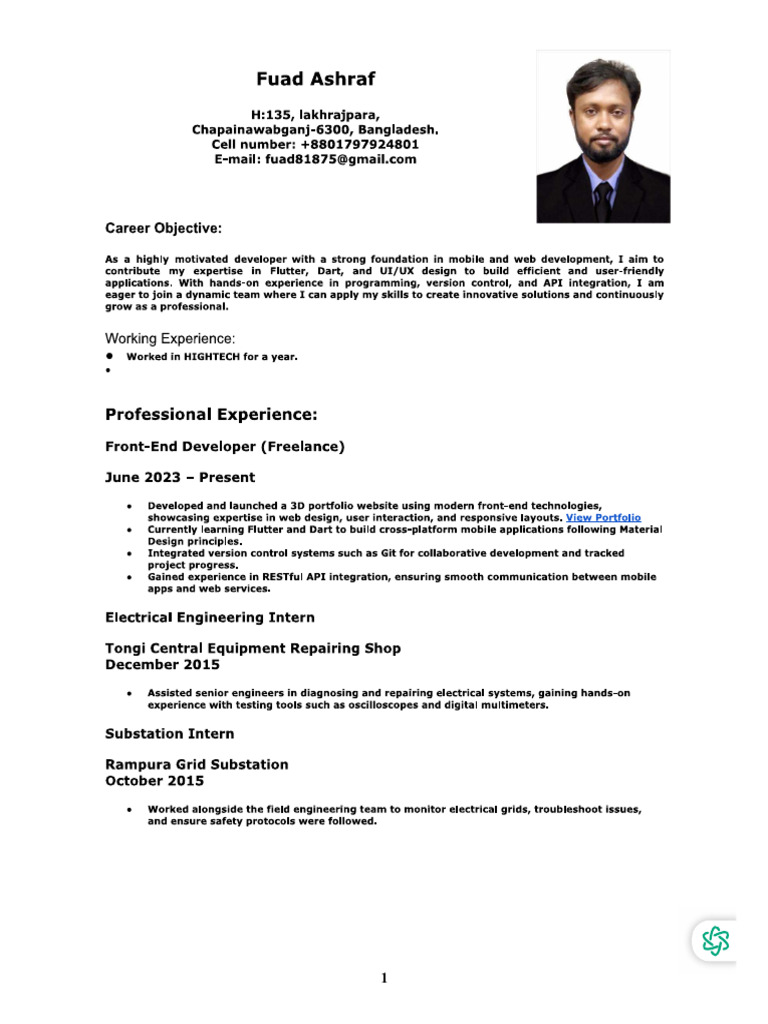 Fuad Ashraf's CV For Stack Engineering | PDF