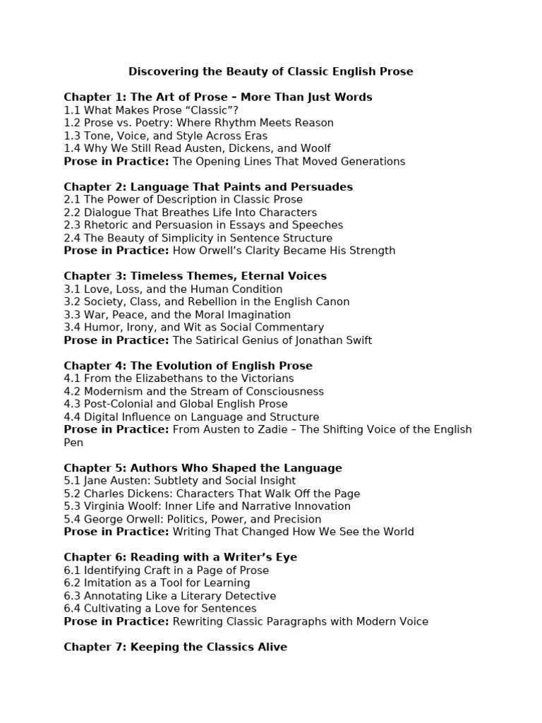 Discovering The Beauty of Classic English Prose | PDF