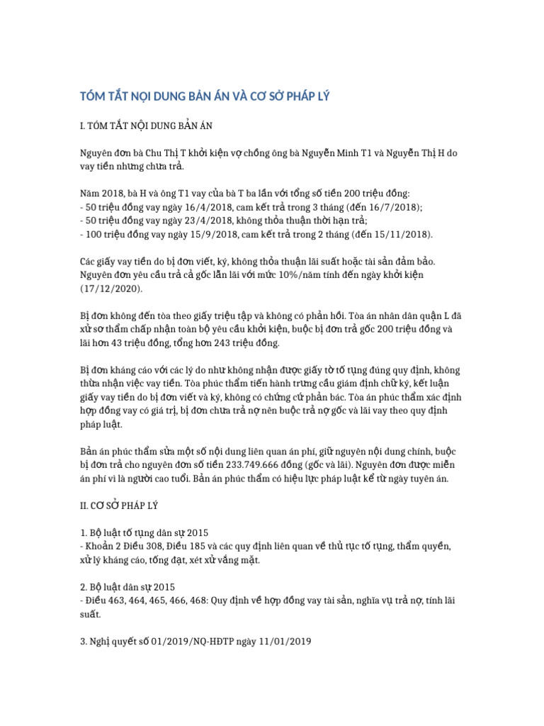 Tom Tat Ban An Va Co So Phap Ly | PDF